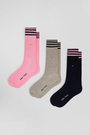 Eden Park Lot De 3 Paires De Chaussettes Roses &Agrave; D&eacute;tails Cercl&eacute;s En Coton Stretch