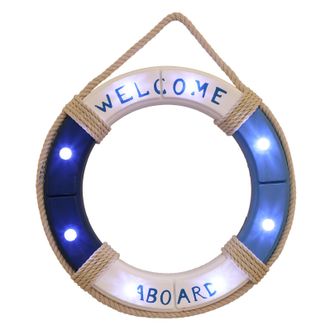 BESPORTBLE Rustikaler Holz LED Rettungsring 45cm K&uuml;stenstil Dekorativ zum Aufh&auml;ngen f&uuml;r Wohnzimmer und Party