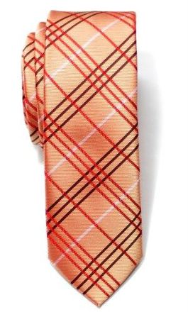 Retreez Cravate Fine Slim Tartan Plaid Check Tiss&eacute;e en Microfibres de orange