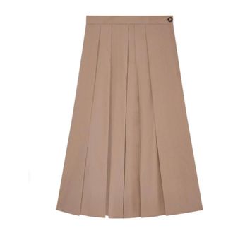 Emporio Armani Femme, Jupes, Beige, Taille: 40 FR Jupe &Eacute;vas&eacute;e en Popeline Stretch