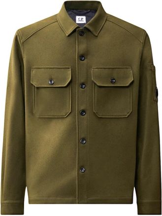 C.P. Company Felted Wool Overshirt - - Shirts - Herren - Gr&uuml;n - XL