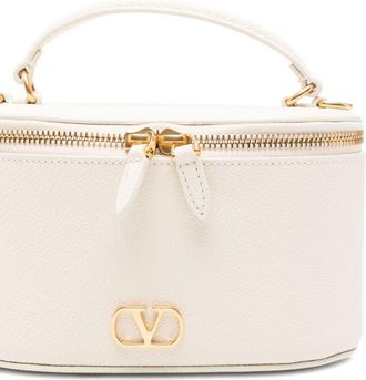 Valentino Garavani Cream Leather VLogo Clutch - White