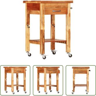 vidaXL Akazienholz - K&uuml;chenwagen 55x55x89 cm Massivholz Akazie