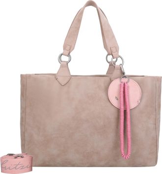 Fritzi Aus Preu&szlig;en Fritzi Izzy Vintage Taupy Shopper Kunstleder Damen Handtasche Umh&auml;ngetasche Festival City vegan abnehmbares Etui abnehmbare Kordelschnur Vintage-Wasch