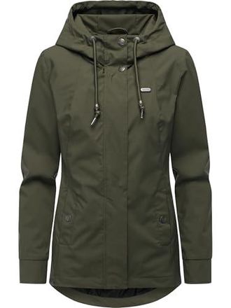 Ragwear Alvena Summer YOUMODO XS &agrave; 6XL Veste demi-saison ultra l&eacute;g&egrave;re, respirante et imperm&eacute;able, pour femme, avec capuche r&eacute;glable, Vert olive fonc&eacute;, 3XL