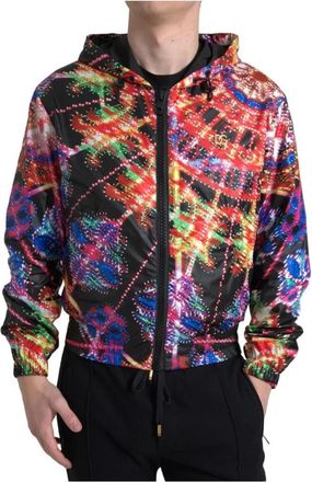 Dolce & Gabbana Homme, Sweatshirts et sweats &agrave; capuche, Multicolore, Taille: S Vegas Lights Print Hooded Jacket