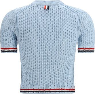 Thom Browne Womens Hector T-Shirt Light Blu Cotton T-Shirts And Polos