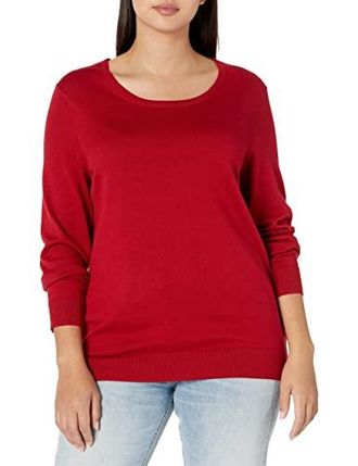 Amazon Essentials Pull Col Rond Léger À Manches Longues (Grandes Tailles Disponibles) Femme, Rouge, 4XL Grande taille