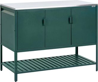 Beliani Outdoor-K&uuml;chenschrank MAENZA Metall Gr&uuml;n