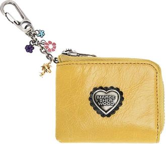 Marge Sherwood Femme, Sacs, Jaune, Taille: ONE Size Portefeuille Zipp&eacute; Mini en Cuir Grain&eacute; &agrave; Dentelle Coeur