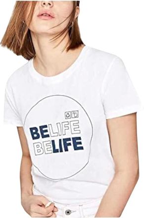 Pepe Jeans London T-shirt &agrave; col rond et manches courtes - Femme - Tops - Blanc - Taille: 38 FR