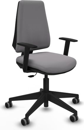 Piqueras y Crespo Elche Arbeitsstuhl mit 1D-Armlehnen, ausgestattet mit Permanentkontakt und Schneideschaum, 65 mm Rollen, Parkett, Grau