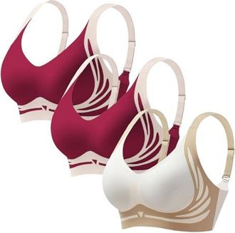 Generic Lot de 3 soutiens-gorge de sport sans couture pour femme - Soutien-gorge de sport doux - Réglable et confortable - Soutien-gorge de sommeil sans armat