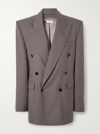 Saint Laurent Blazer &Agrave; Double Boutonnage En Laine - Gris