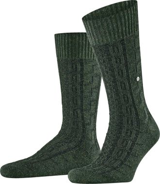 Burlington Herren Socken Twist of Tweed M So Wolle Seide gemustert 1 Paar, Grün Green Melange 7526, 40-46