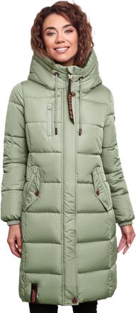Marikoo Damen Wintermantel Winterjacke mit Kapuze Steppmantel B941 [B941-Yuik-Smokey-Mint-Gr.XS]