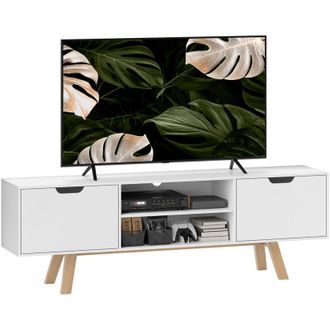 HOMCOM Homcom - TV-Schrank, Fernsehtisch f&uuml;r Fernseher bis zu 65 Zoll, Lowboard mit 2 Schr&auml;nken und 2 Regalebenen, Fernsehschrank f&uuml;r Wohnzimmer, 150 x 39 x