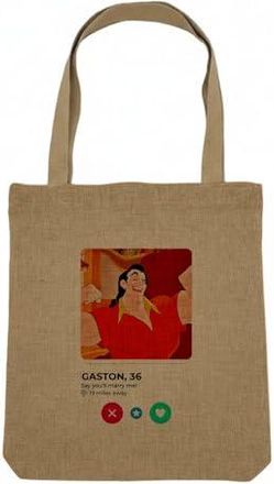 Fabulous Sac Shopping Tote Bag Aspect Lin - Gaston Beauty and the Beast Social Network Meeting Love - Sac de Courses Toile Epaisse 360g Beige Naturel Cabas Por