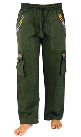 Guru Shop Yogahose, Goa Hose im Ethnostyle - Olive, Herren, Baumwolle, Size:XL