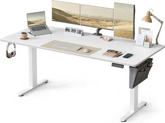 Songmics Bureau &Eacute;lectrique R&eacute;glable en Hauteur, 180 x 80 cm, Table Assis-Debout, Fonction M&eacute;moire 4 Hauteurs, pour Bureau, T&eacute;l&eacute;travail, Blanc Nuage LSD138W01