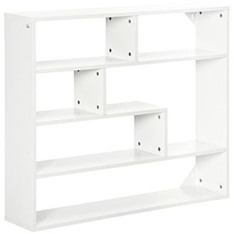 HOMCOM Étagère Murale à 4 Niveaux Étagère Flottante avec 7 Compartiments Ouverts pour Salon Chambre Bureau Style Moderne 94x19,5x80 cm Blanc