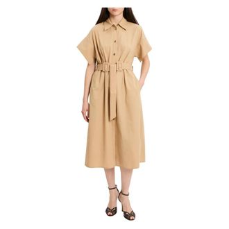 Pinko Alesha Midikleid im Hemdblusenstil - - Dresses - Damen - Beige - S