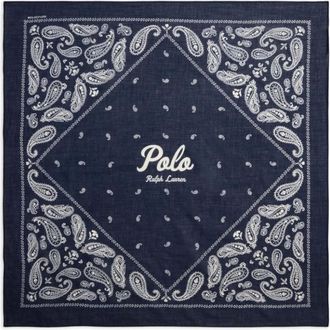 Polo Ralph Lauren Femme, Accessoires, Bleu, Taille: ONE Size Foulard en coton &agrave; motif cachemire