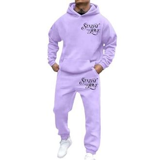 Generic Y2K Surv&ecirc;tement 2 pi&egrave;ces pour homme avec sweat &agrave; capuche et pantalon de jogging imprim&eacute; Surv&ecirc;tement respirant Activewear Tracksuit avec fermetures &eacute;cl