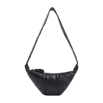 Christophe Lemaire Femme, Sacs, Noir, Taille: ONE Size Sac &agrave; Bandouli&egrave;re en Cuir Noir Croissant &agrave; Fermeture &Eacute;clair