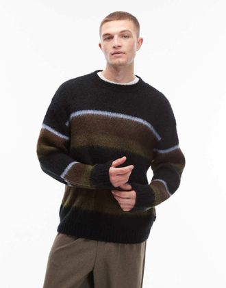 Carhartt Work in Progress Merton - Pull en maille &agrave; rayures - Noir et vert