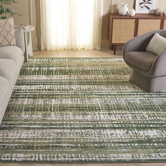 Safavieh Zeitgenössische Wohnzimmer, Esszimmer, Schlafzimmer - Prestige, Niedriger Stapel, Elfenbein und Grün, 244 X 305 cm