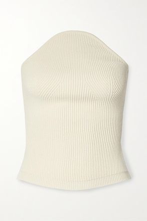 Khaite Jericho Tr&auml;gerloses Oberteil Aus Rippstrick - Elfenbein