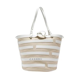 Casadei Ecrufarbene Schultertasche aus Canvas - - Bags - Damen - Beige - ONE SIZE