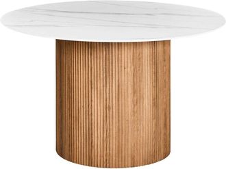Beliani Esstisch ALBINA Wei&szlig;er Marmor 120 cm 120 cm