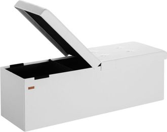 Deuba Casaria Banc de rangement avec couvercle rabattable Siège pouf Coffre de rangement pliable pour salon chambre couloir xl - Blanc