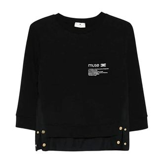 Elisabetta Franchi Strickpullover mit Logo - - Sweatshirts & Hoodies - Damen - Schwarzk - M