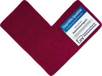 WohnDirect Badematte L-Form Eckdusche Beere - Eck-Badvorleger (Schenkelma&szlig; 100x100 cm) - Weicher Hochflor Teppich ums Eck, 50cm Breite (Versand aus DE)