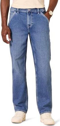 Amazon Essentials Jean de Travail Style Charpentier à Faible Élasticité, Coupe Décontractée Homme, Délavé Moyen, 40W / 34L