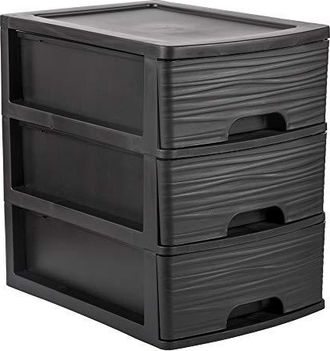 Eda 010321, Module de Rangement Stone, A4 3 tiroirs, Noir 010321 Black