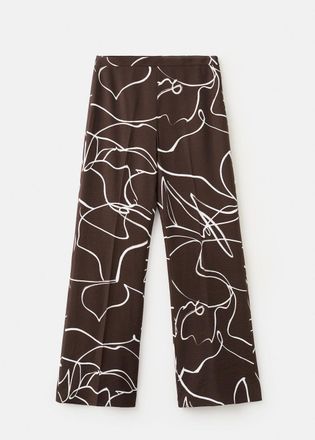 Mango Pantalon wideleg imprim&eacute; marron - Femme - 34 - MANGO