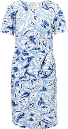 Cartoon Damen Casual-Kleid mit Muster 38, Blau/Weiß