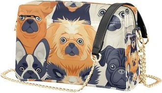 Mnsruu Sacs à bandoulière pour femme, motif sans couture avec motif chien, sac à main en cuir