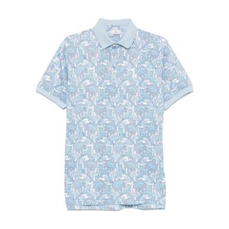Etro Klares Blaues Blumen Paisley Poloshirt - - Tops - Herren - Blau - XL