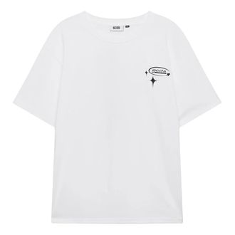 GCDS Wirdo Flames Oversize T-Shirt - - Tops - Herren - Wei&szlig; - S