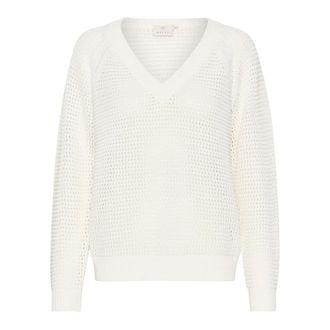 Kaffe Charlie Diamond Strick V-Ausschnitt Pullover - - Knitwear - Damen - Wei&szlig; - XL