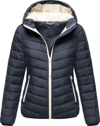 Marikoo Damen Winterjacke (S-3XL) - Steppjacke, Integrierter Beutel mit Schlaufe, Kapuze (nicht abnehmbar), Warme Jacke Frauen - B994 (XL, Navy)