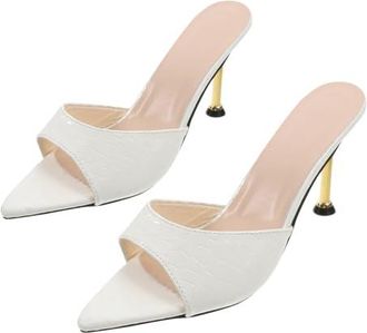 PartyKindom Sandales à Talons Pointues Femme Sandales de Banquet Blanches Élégantes et Confortables pour Soirée et Usage Quotidien