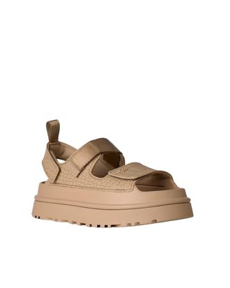 UGG Womens Sandals Goldenglow Embossed Mustard Seed Upper: Synthetic