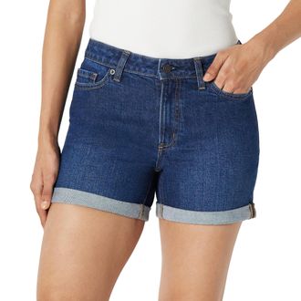 Amazon Essentials Damen Damen-Shorts, mittelhoch, Stretch, schmale Passform, mittelhoch, 10,2 cm, Dark Shadow Wash, 36-38