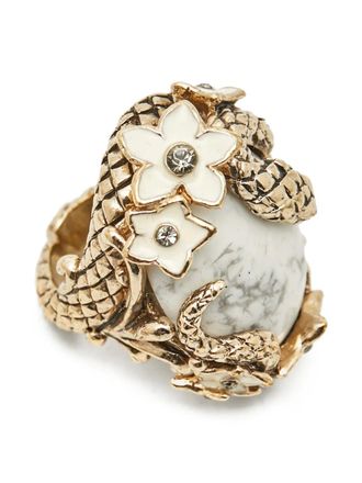 Roberto Cavalli Emaillierter Ring mit Blume - Gold